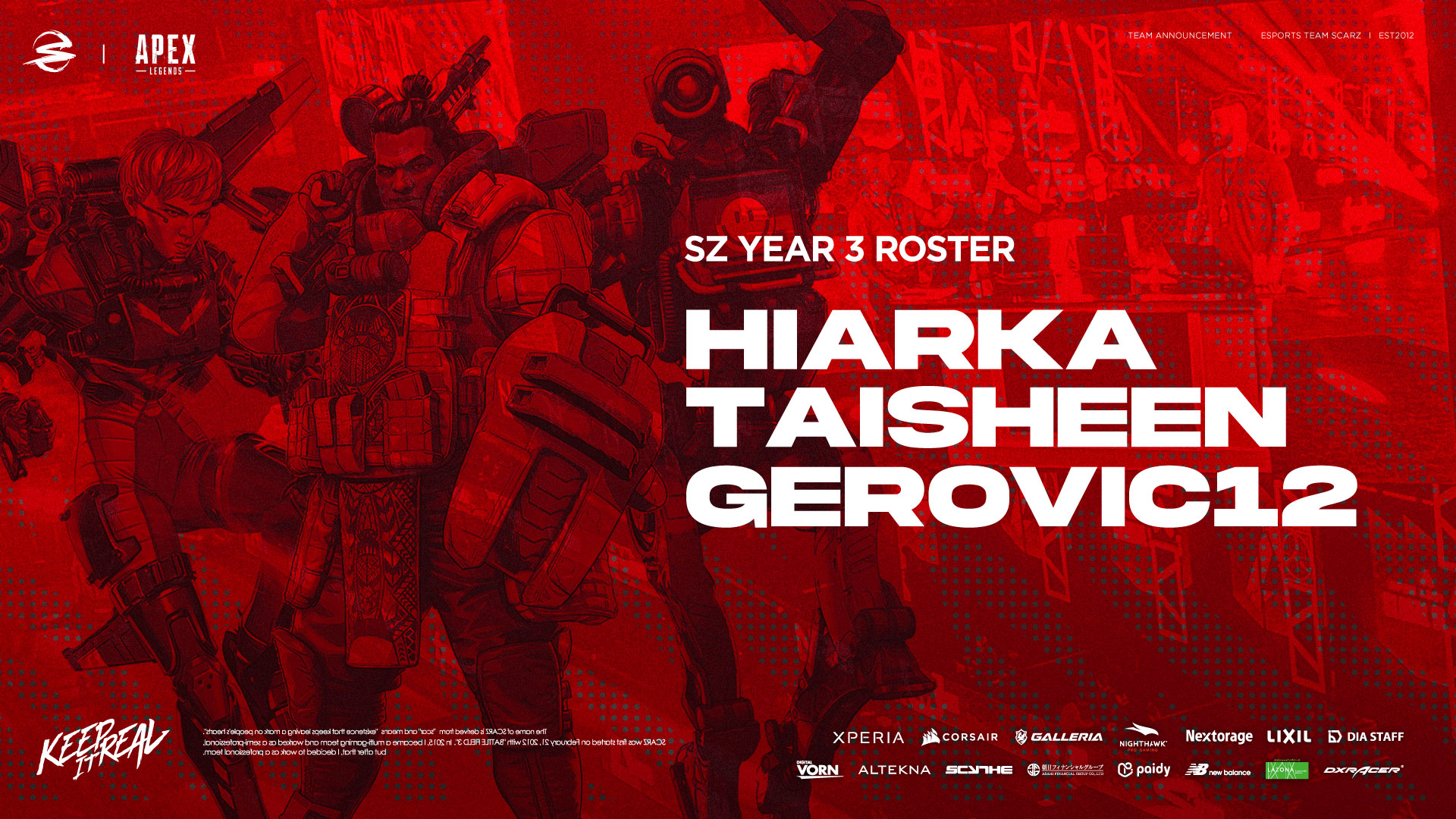 【Apex Legends】ALGS YEAR 3 ROSTERのお知らせ | SCARZ Official Site